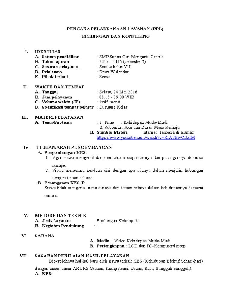 RPL BK Bimbingan Kelompok | PDF | Kesehatan Holistik