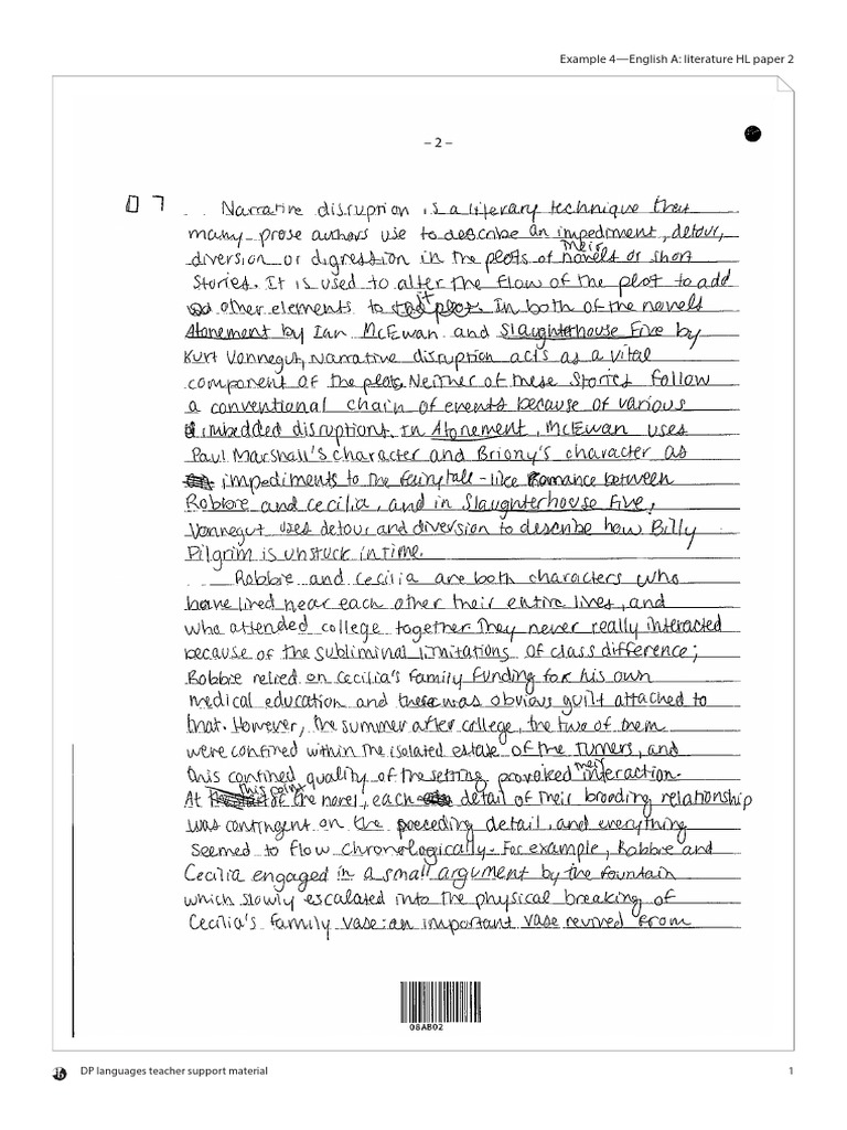 Example 4-English A: Literature HL Paper 2: DP Languages Teacher ...