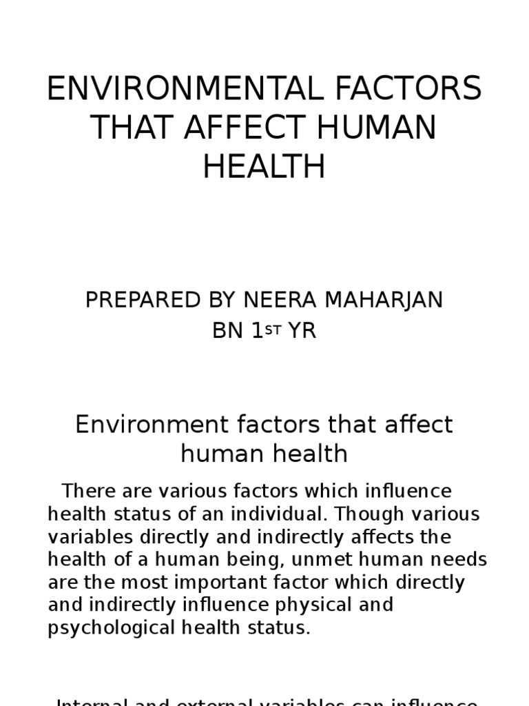 Environmental Factors That Affect Human Health | PDF | Reinforcement ...