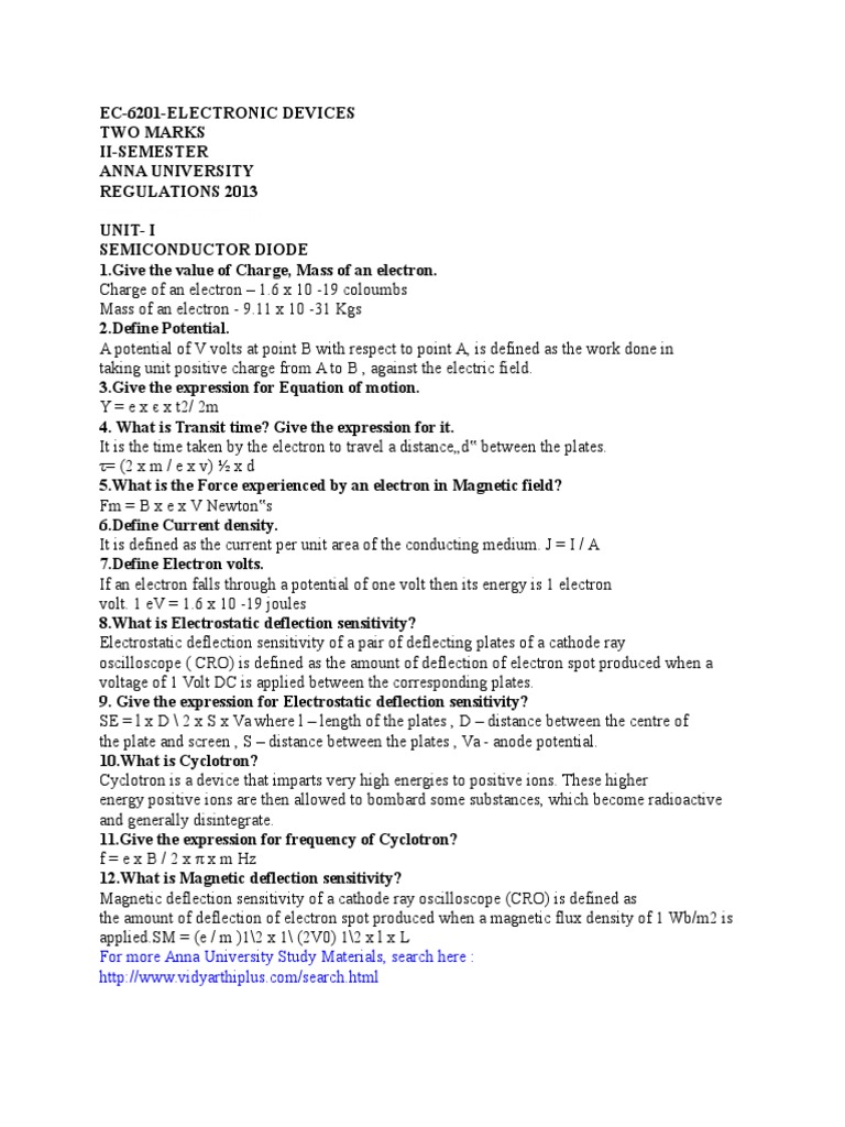 EDC 2 Marks | PDF | P–N Junction | Semiconductors