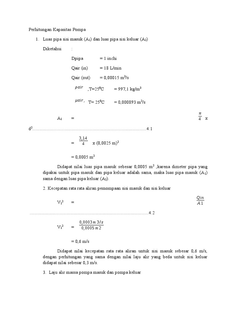 Perhitungan Kapasitas Pompa | PDF