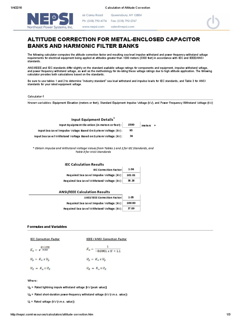 Altitude Correction Calculator for Voltage | PDF | Insulator ...