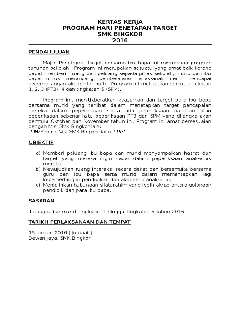 Kertas Kerja Penetapan Target | PDF
