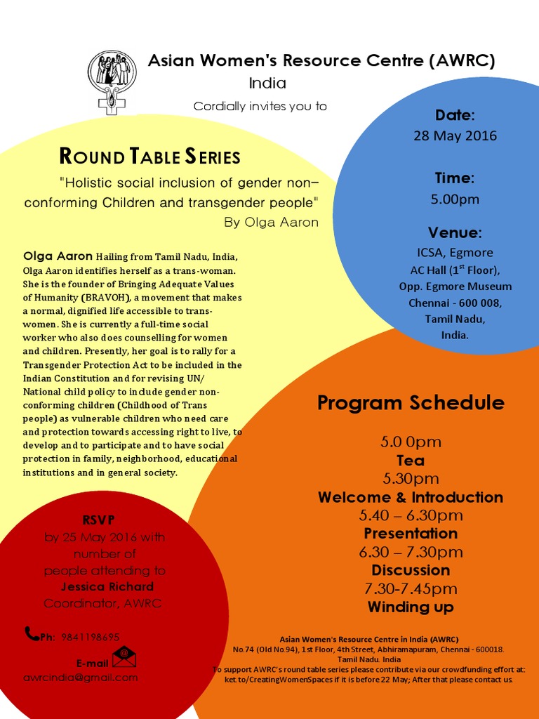 Asian Women's Resource Centre (AWRC) : Program Schedule | PDF