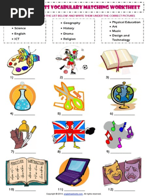 Vocabulary Matching Worksheet School School Worksheets