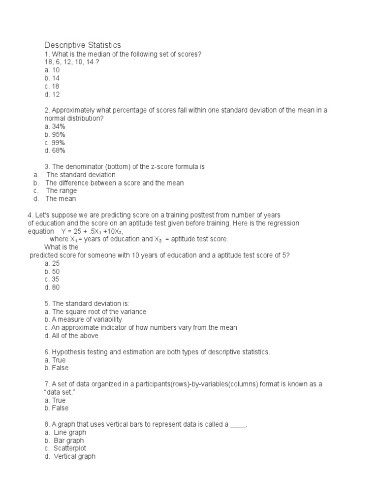 Descriptive Statistics Median Mean
