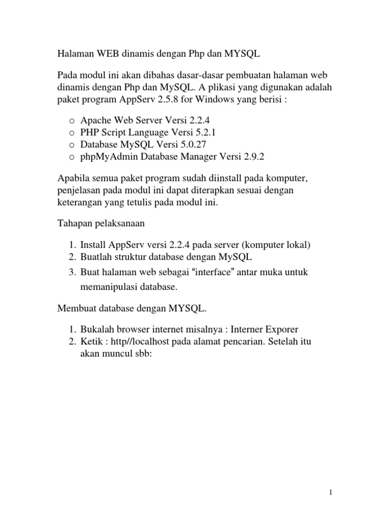 Halaman WEB Dinamis Dengan PHP Dan MYSQL | PDF | Komputer