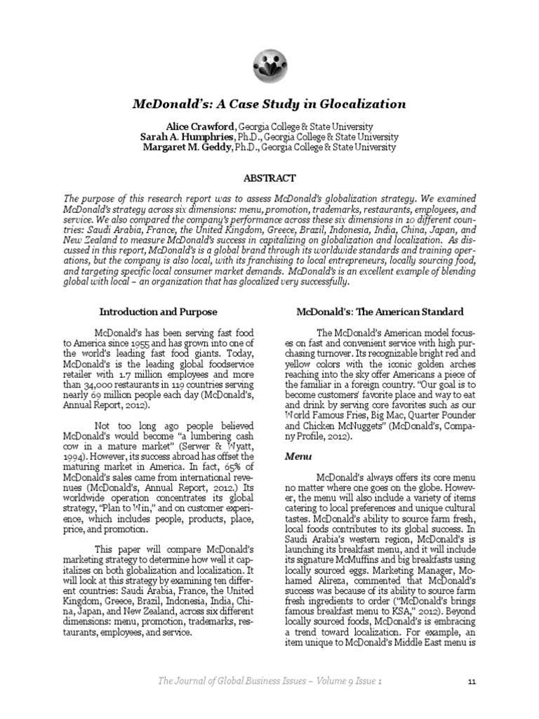 McDonald's A Case Study in Glocalization | PDF | Mc Donald's | Franchising