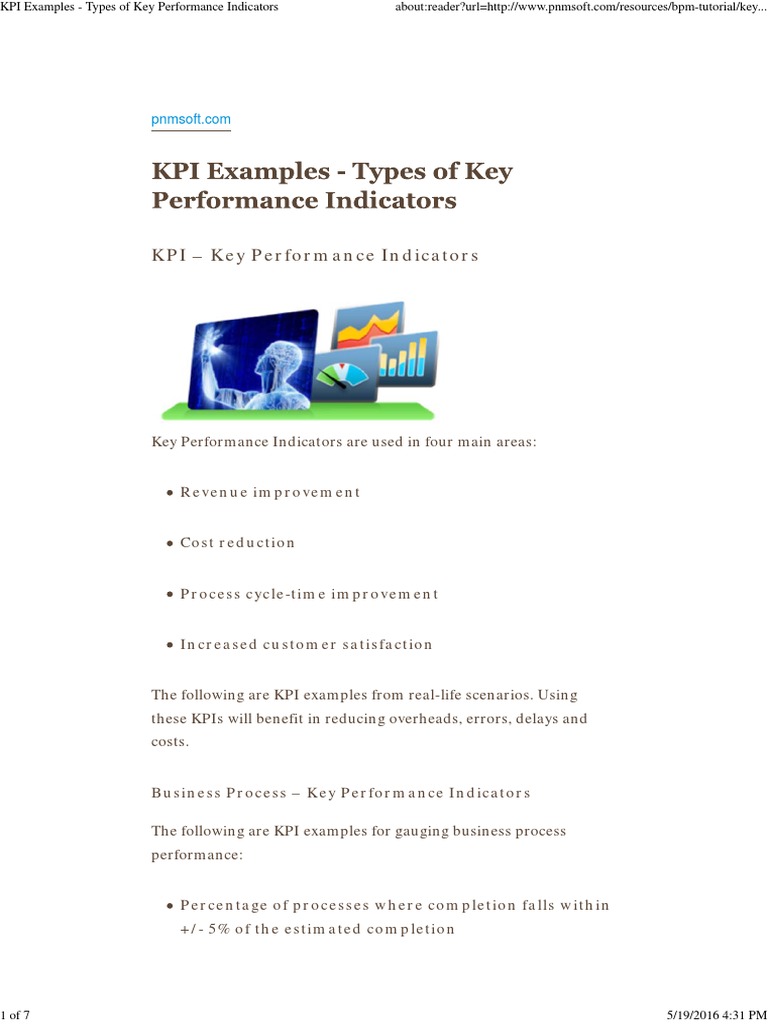 KPI Examples - Types of Key Performance Indicators | PDF | Business ...