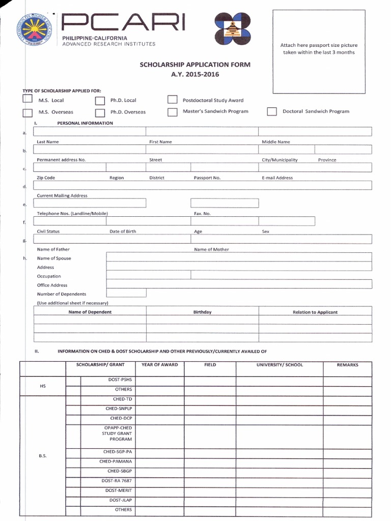 Scholarship Application Form | PDF | Academia | Schools