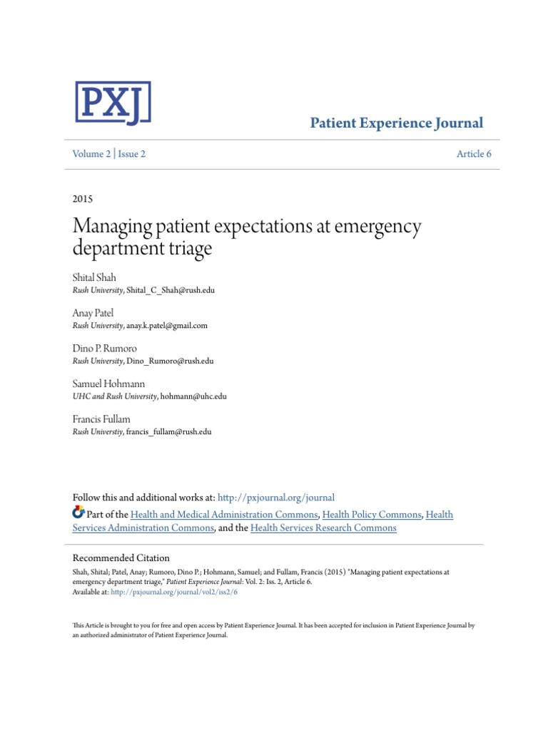 Managing Patient Expectations at Emergency Department Triage | PDF ...