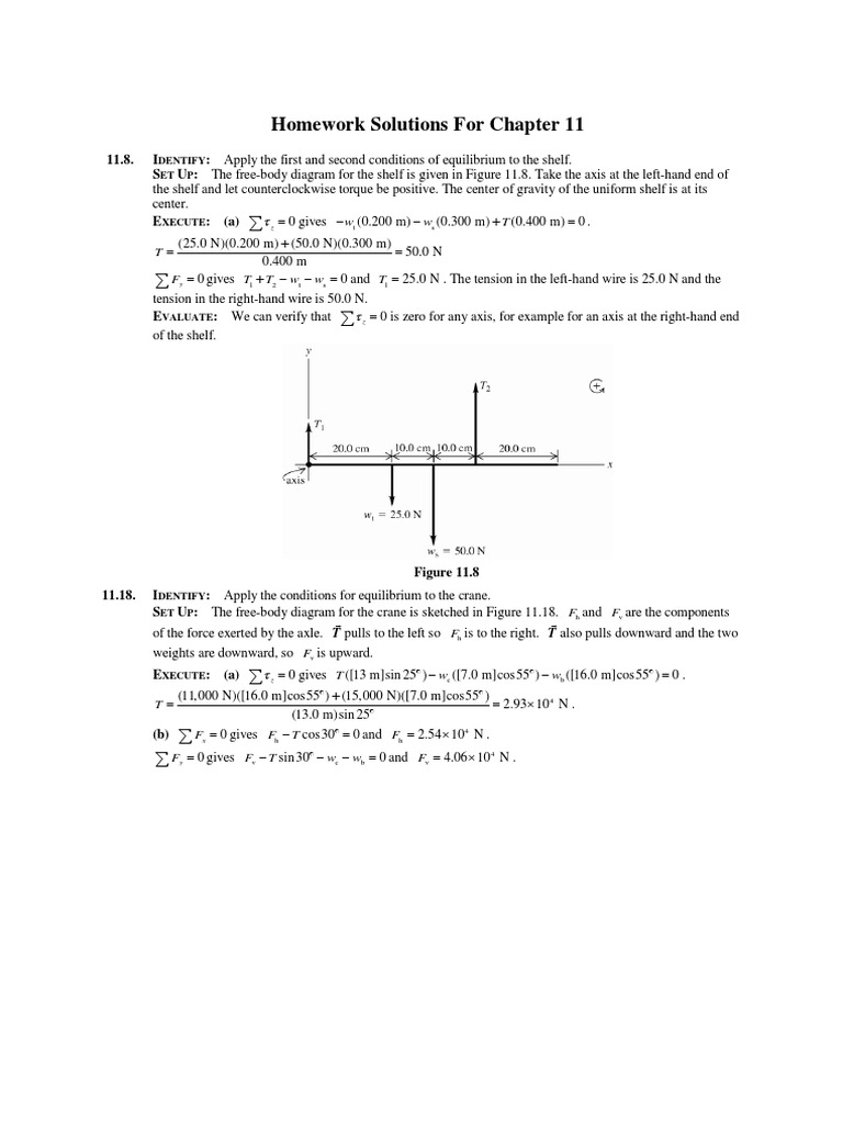 Homework Solutions For Chapter 11: W W T T F T T W W T | PDF | Torque ...