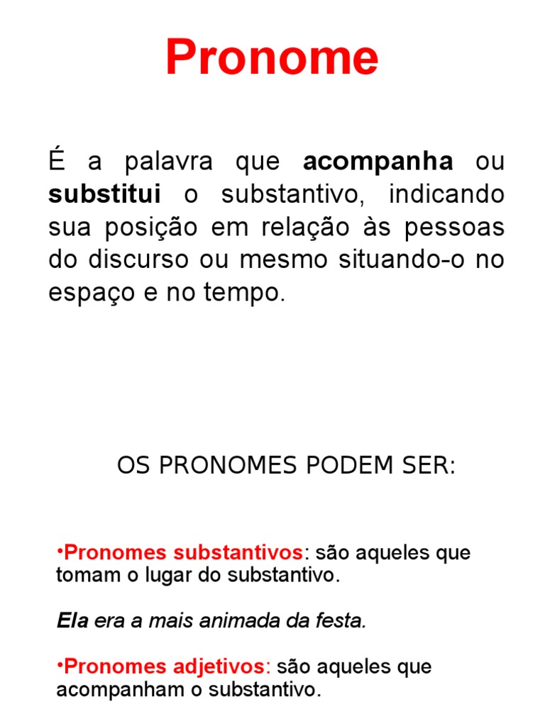 Os Diversos Tipos de Pronomes: Uma Explanação Detalhada | PDF | Pronome ...