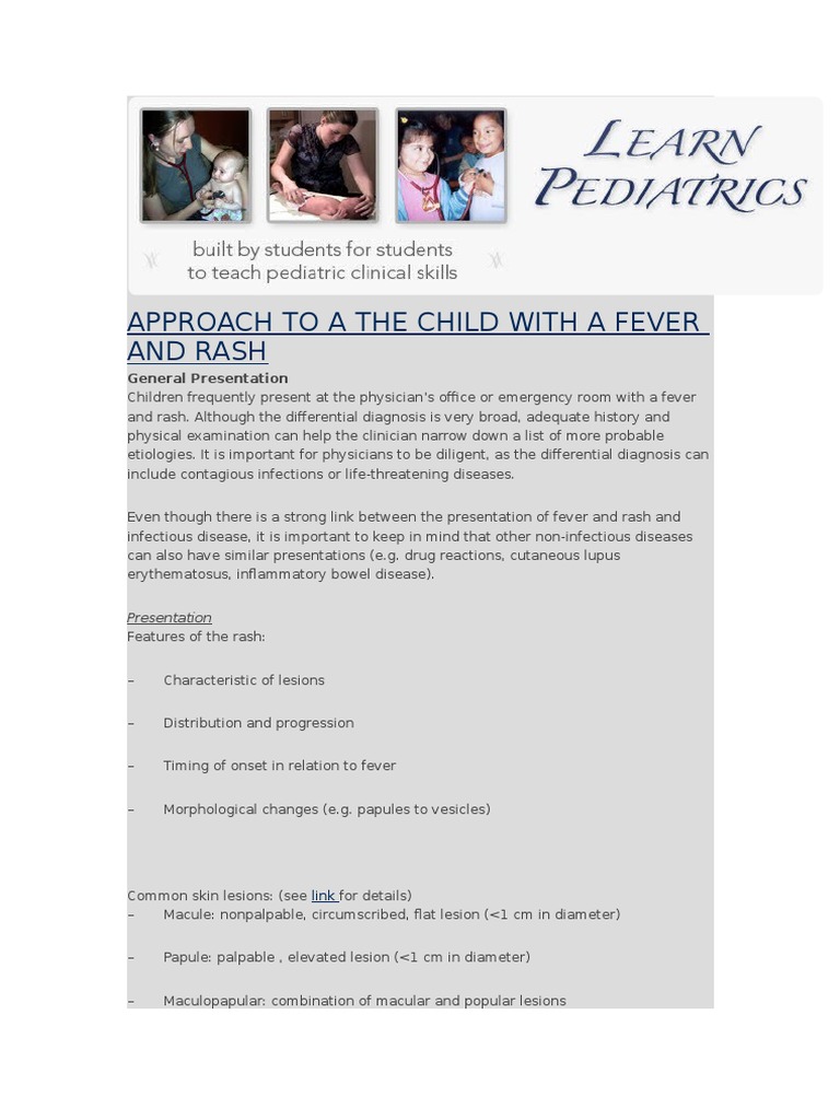 Approach To A The Child With A Fever and Rash | PDF