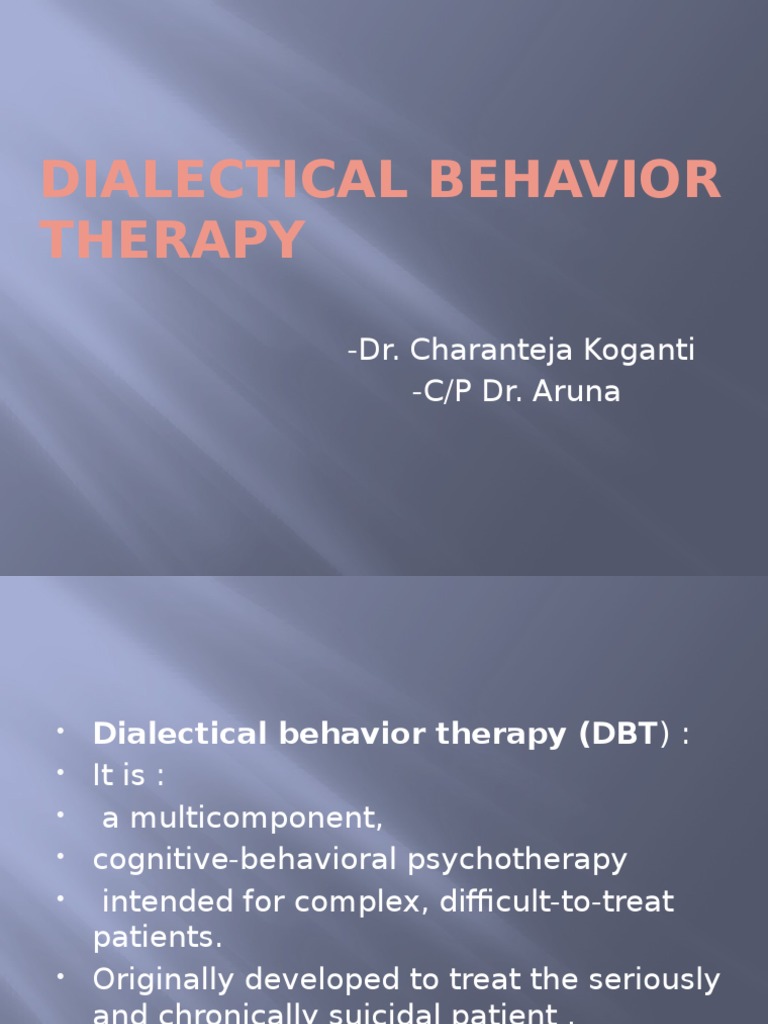 Dialectical Behaviour Therapy | PDF | Dialectical Behavior Therapy ...