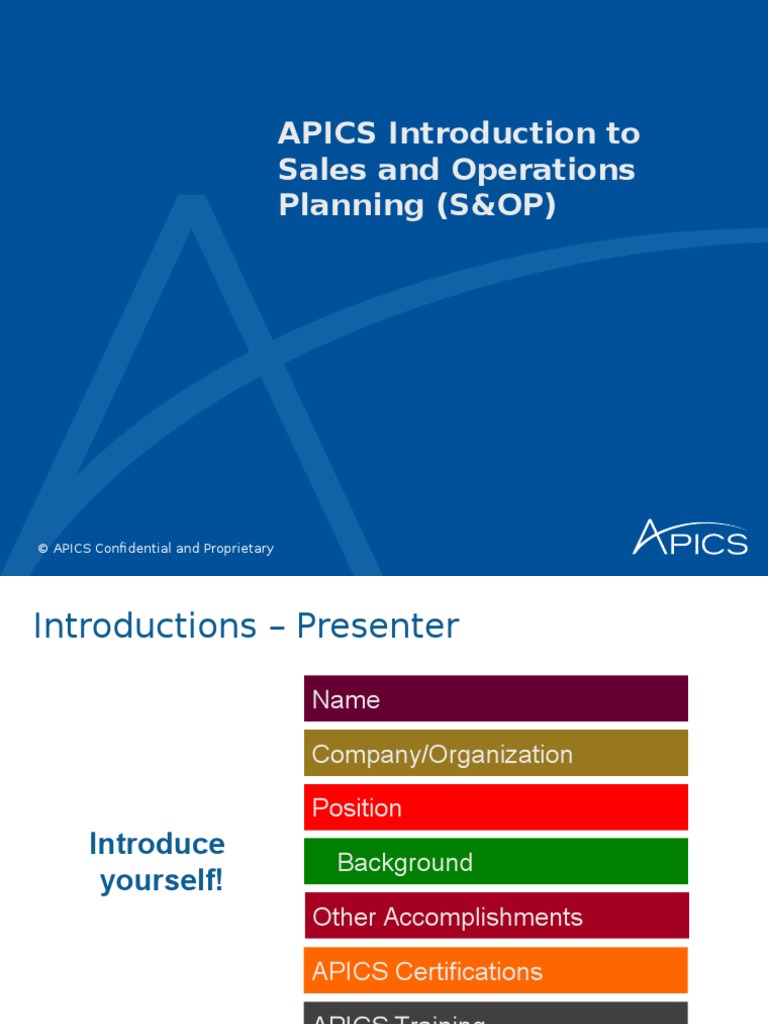 Apics Introduction To S Op PDM | Logistics | Inventory