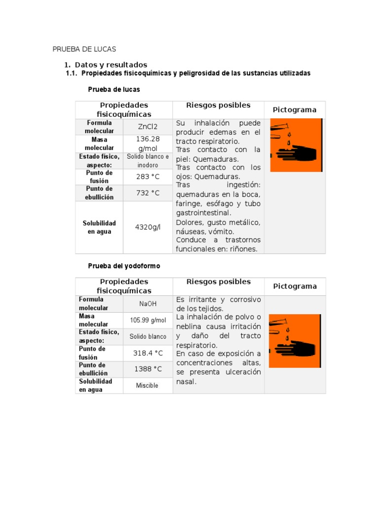 Pueba de Lucas y de Yodoformo | PDF | Alcohol | Sustancias químicas