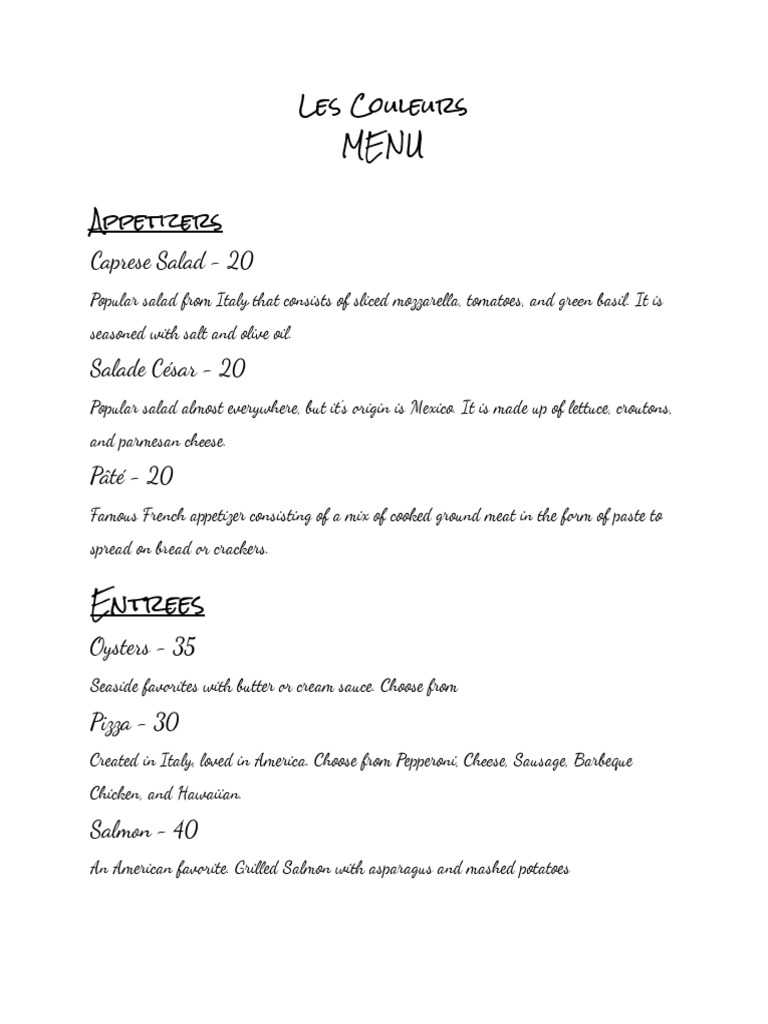 Monaco Menu | PDF