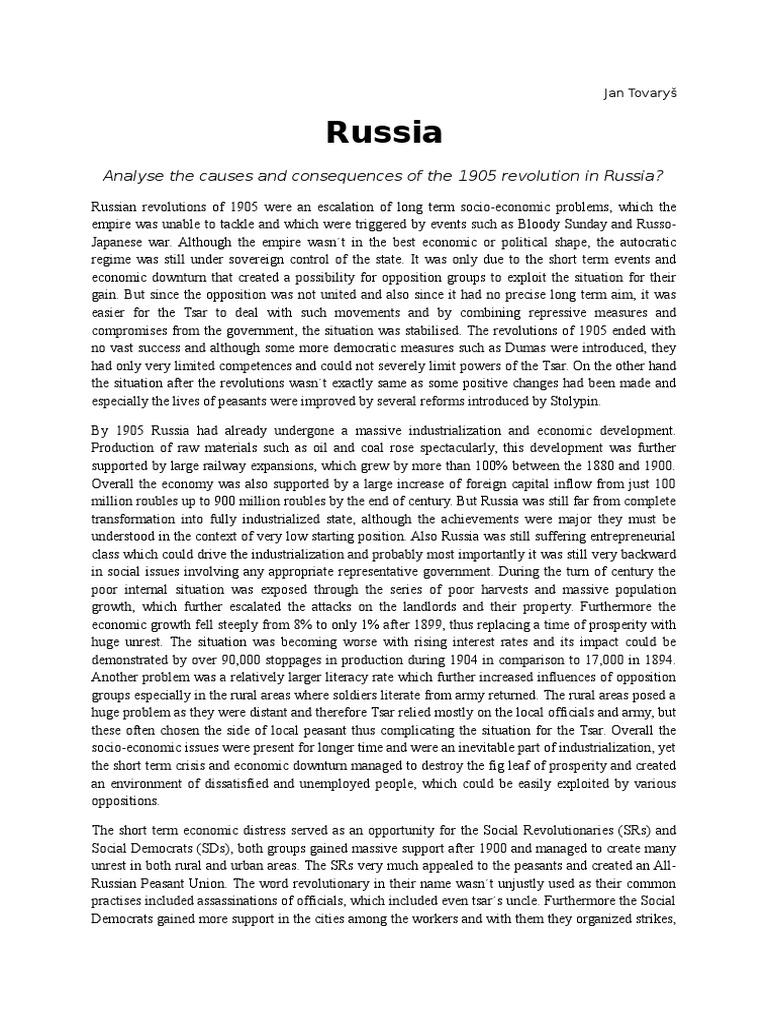 1905 Russian Revolution Essay | PDF | Nicholas Ii Of Russia | Soviet Union