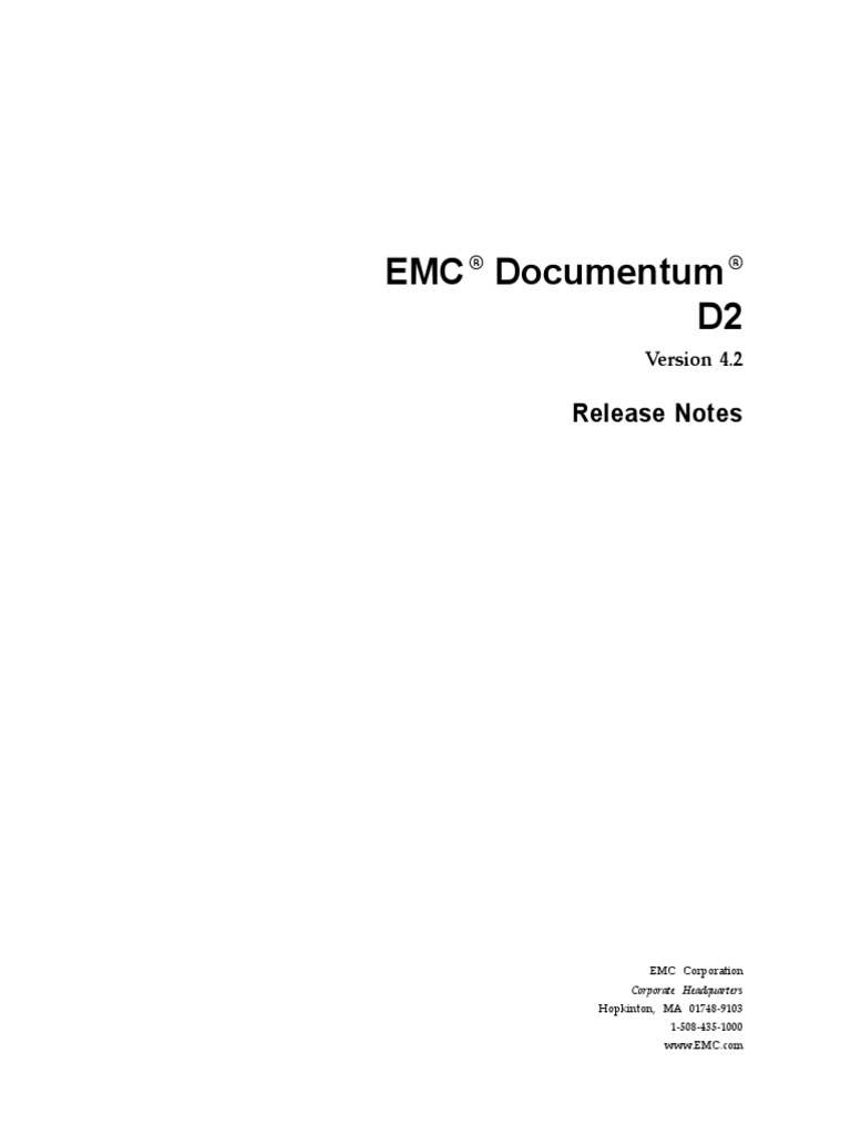 Documentum D2 4.2 Release Notes | PDF | Java Virtual Machine | 64 Bit ...