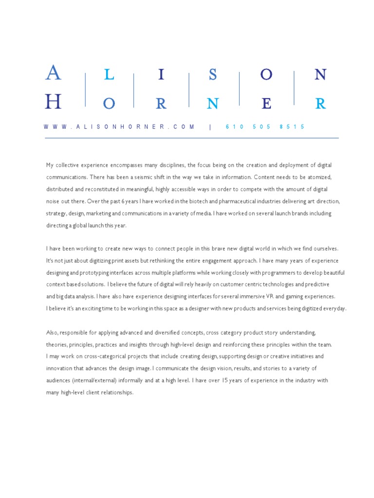 Alison Horner Resume | PDF | Design | Big Data