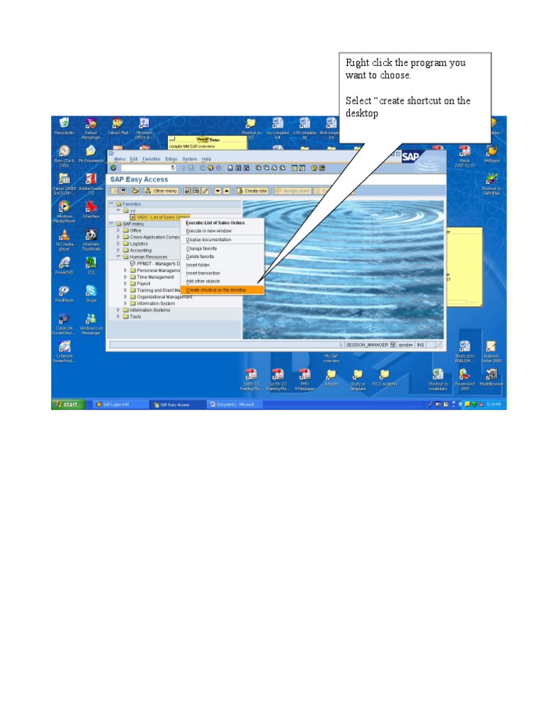 Create SAP Desktop Shortcut Guide | PDF | Career & Growth | Business