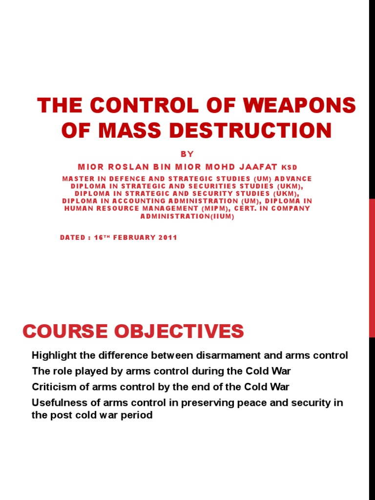 Control of Weapon of Mass Destruction Lecture Notes For Student ...