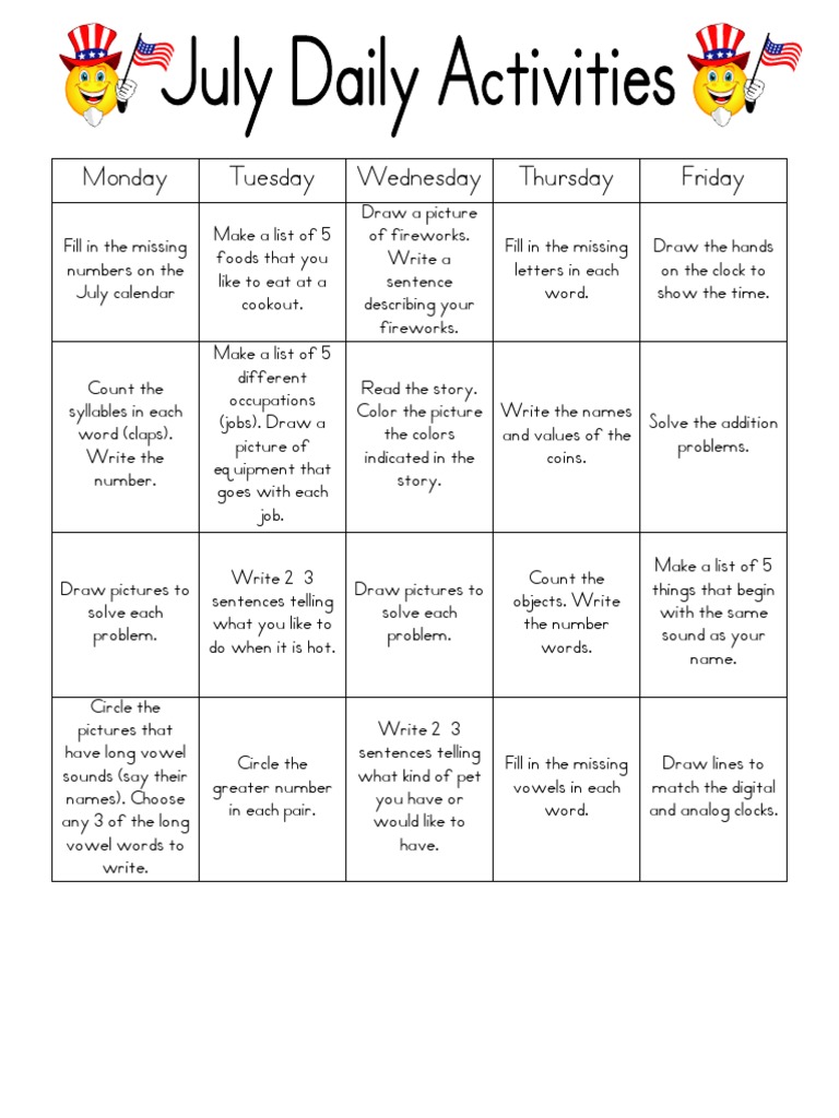 July Activities | PDF