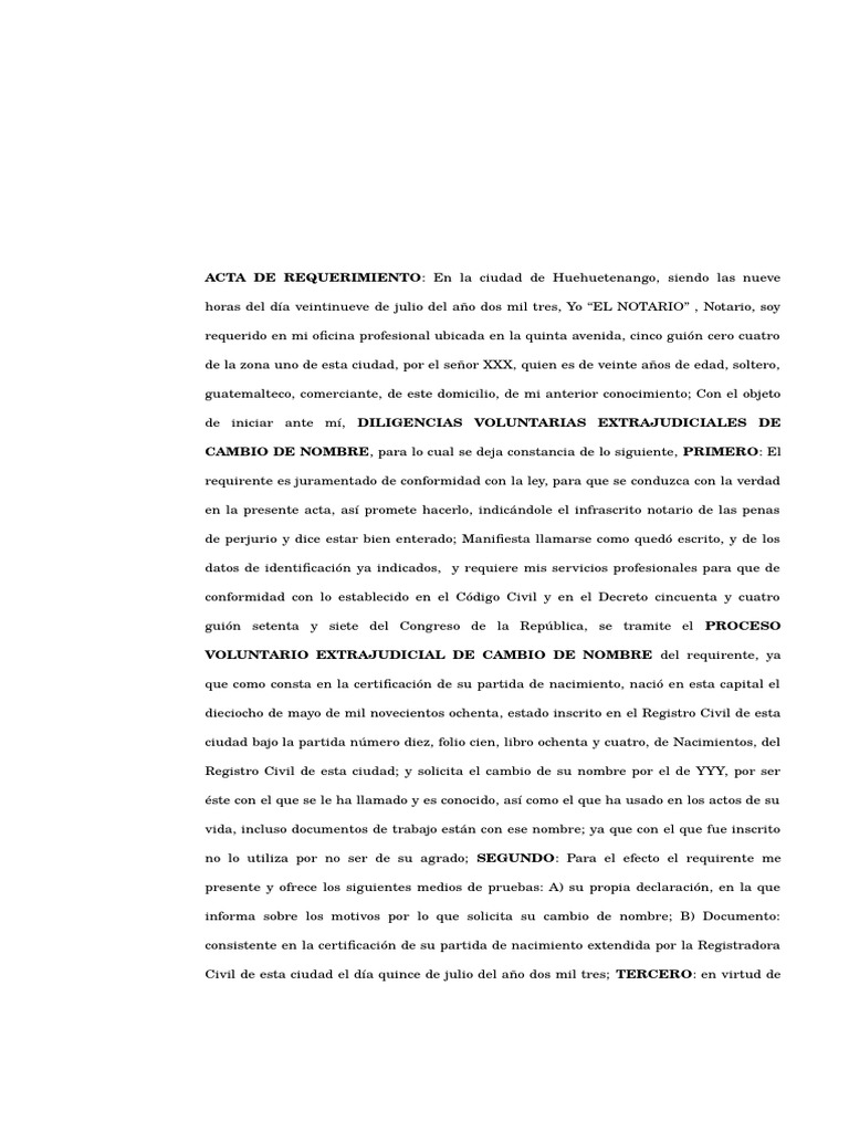 Cambio De Nombre