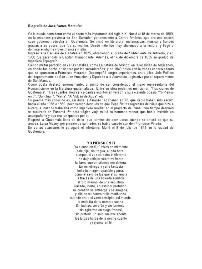 Biografía de José Batres Montufar | PDF | Agitación | Conflicto armado