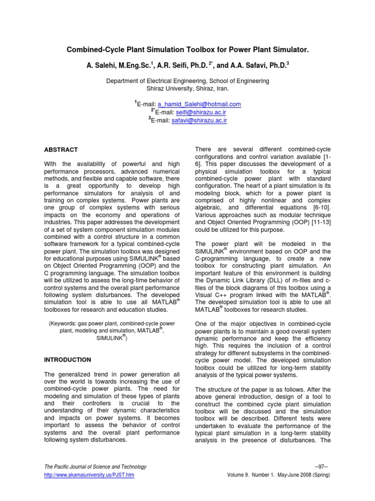 Combined-Cycle Plant Simulation Toolbox For Power Plant Simulator | PDF ...