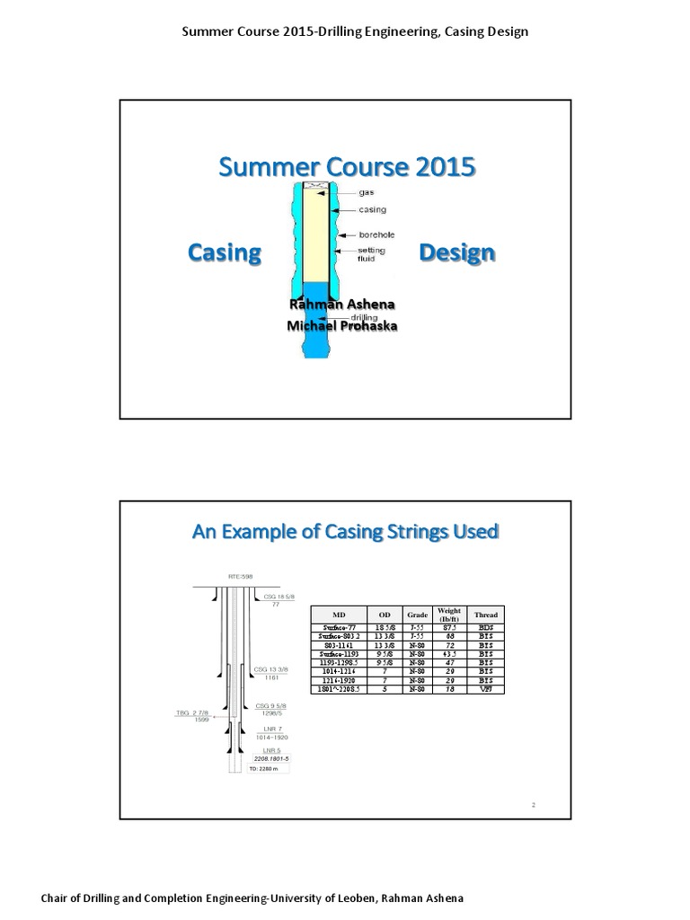 Day 3 Practical Examples | PDF | Casing (Borehole) | Continuum Mechanics