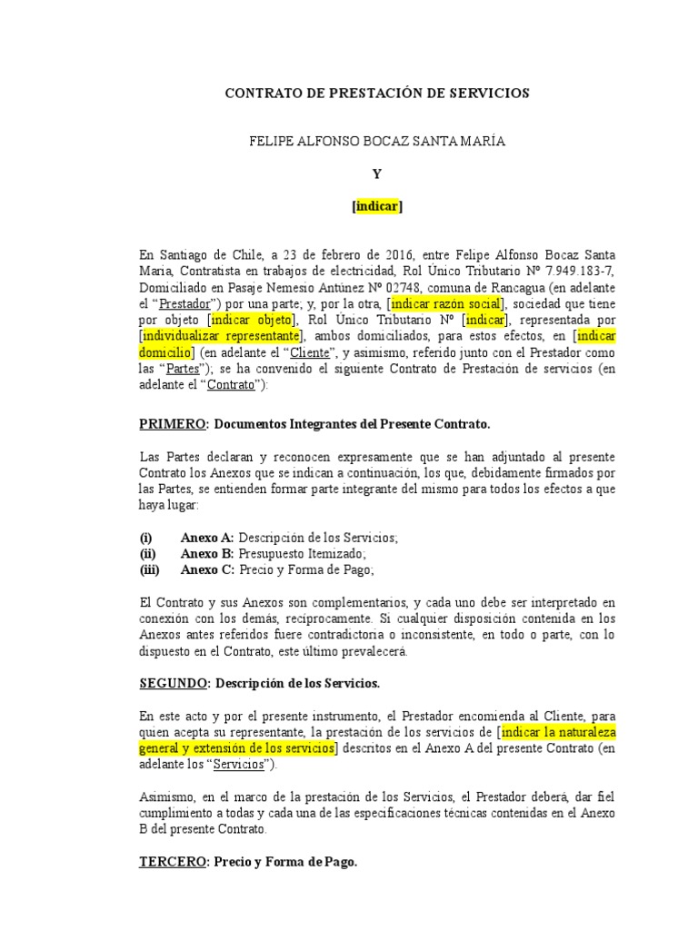 Contrato Prestacion de Servicios | Descargar gratis PDF | Pagos | Outsourcing