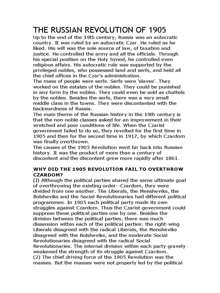 The Russian Revolution of 1905 | PDF | Russian Empire | Bolsheviks