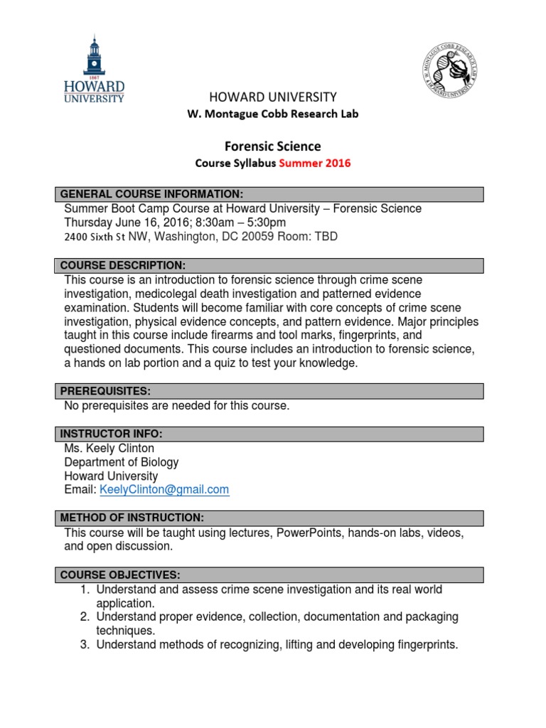 Forensic Science Boot Camp Syllabus | PDF | Social Science | Self ...