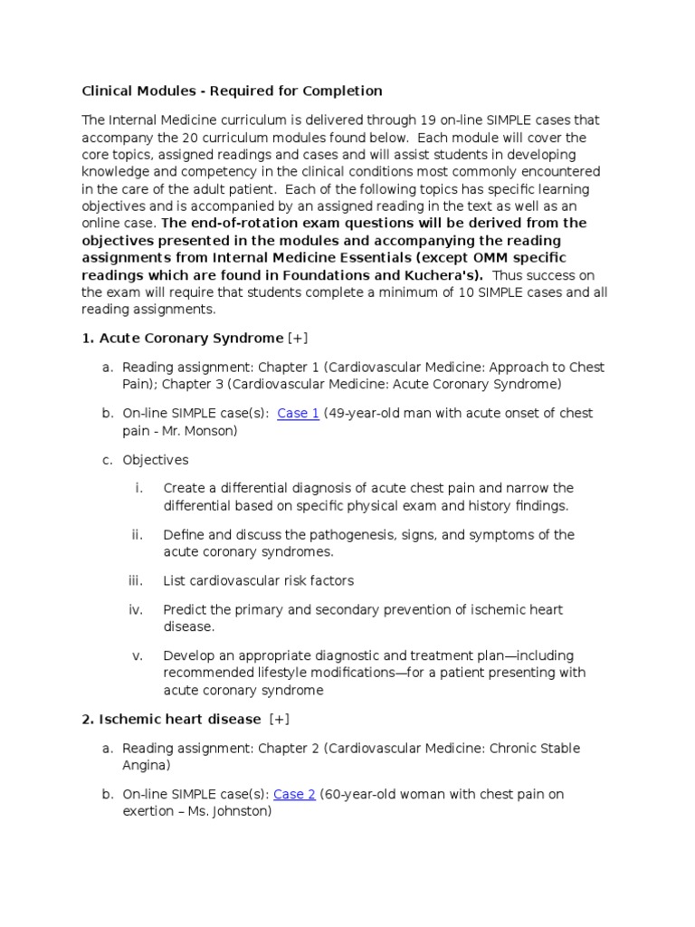 Clinical Modules | PDF | Chronic Kidney Disease | Angina Pectoris