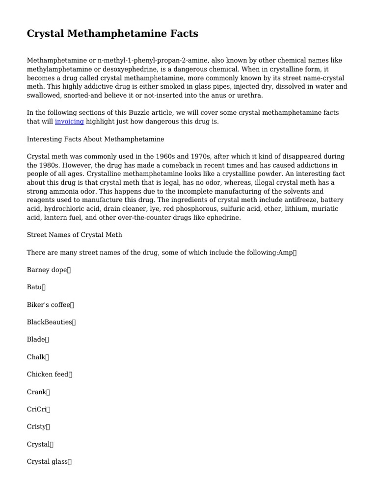 Crystal Methamphetamine Facts | PDF | Methamphetamine | Substance Abuse