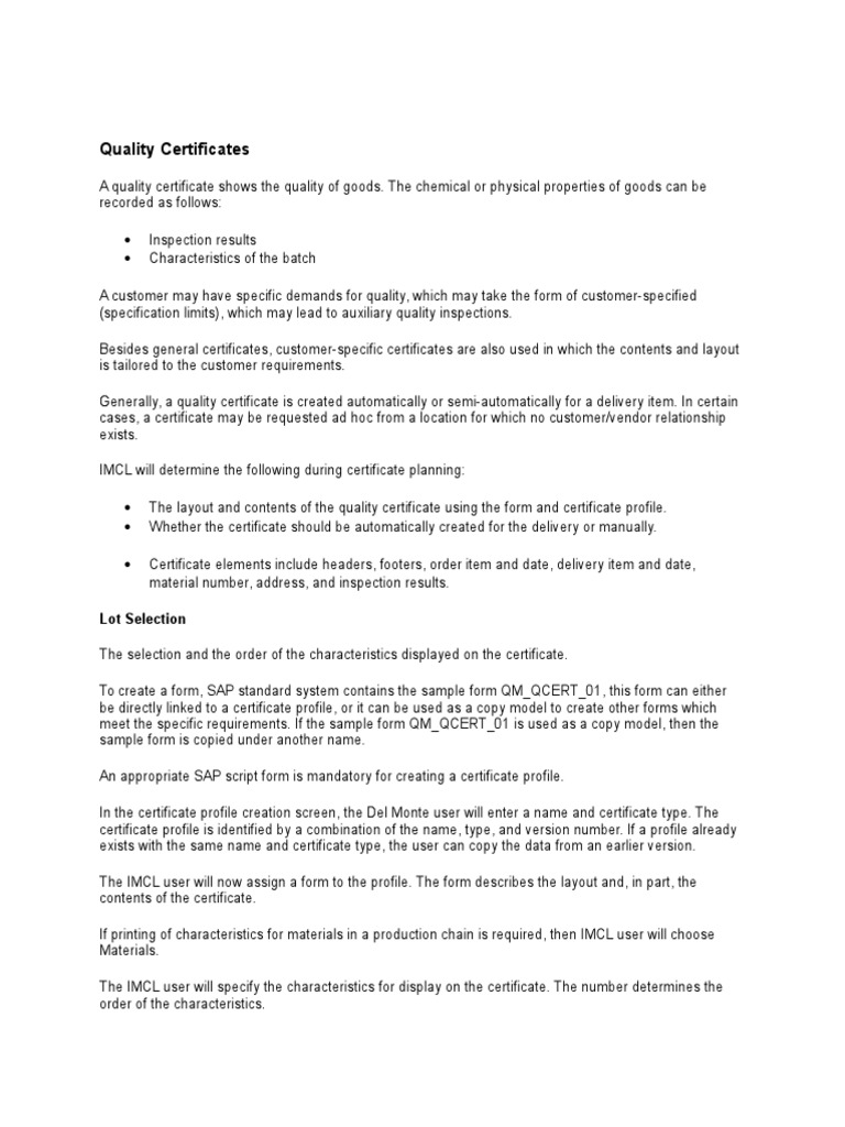 Quality Certificates | PDF | Receipt | Specification (Technical Standard)