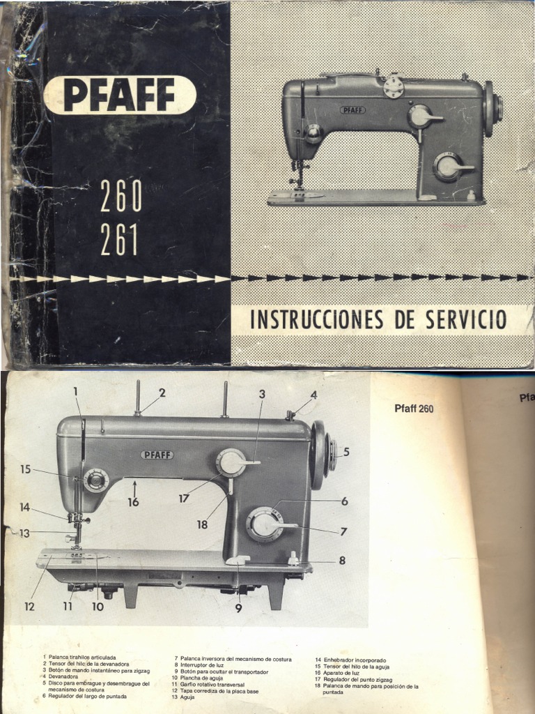 Manual Pfaff 260 | PDF | Cordón | Enchufes y tomas de corriente alterna