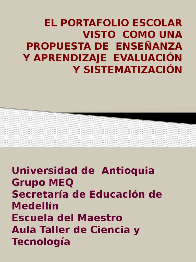 El Portafolio Escolar Una Herramienta Pedagogica | PDF | Aprendizaje ...