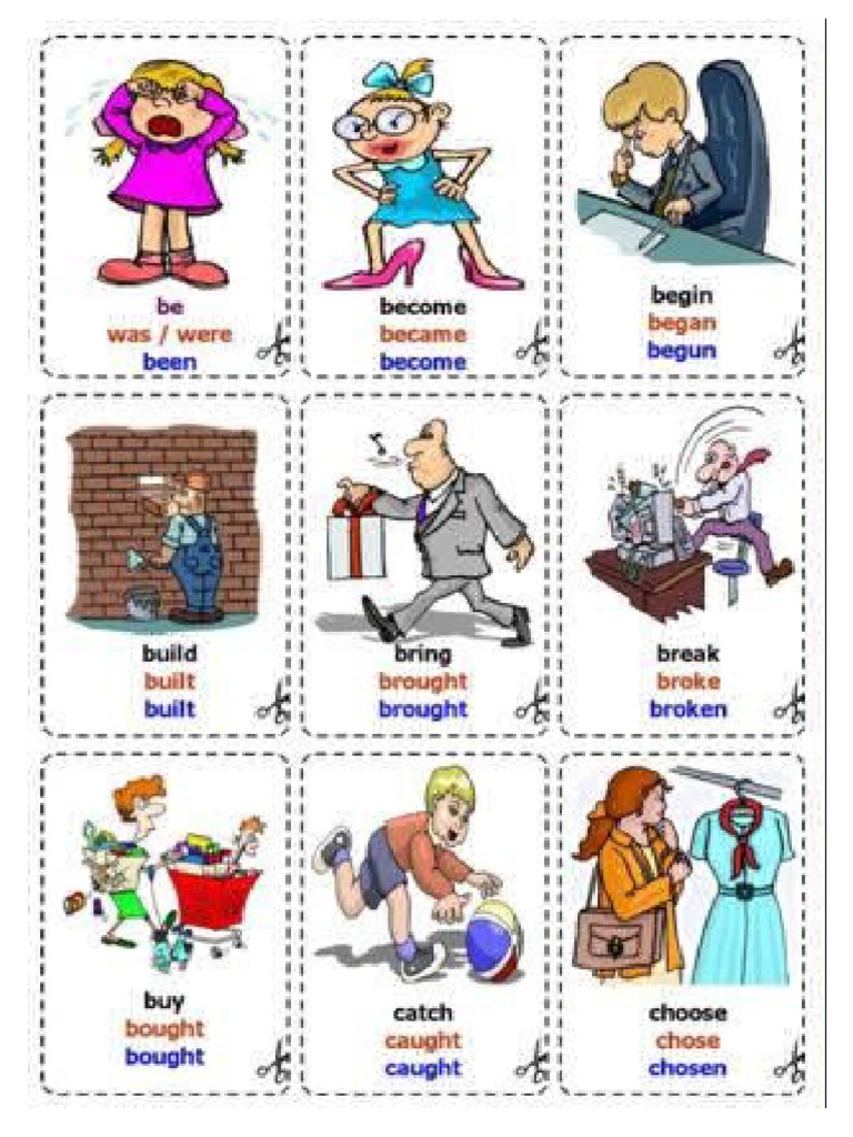 40 Verbos en Inglés Con Imágenes | PDF