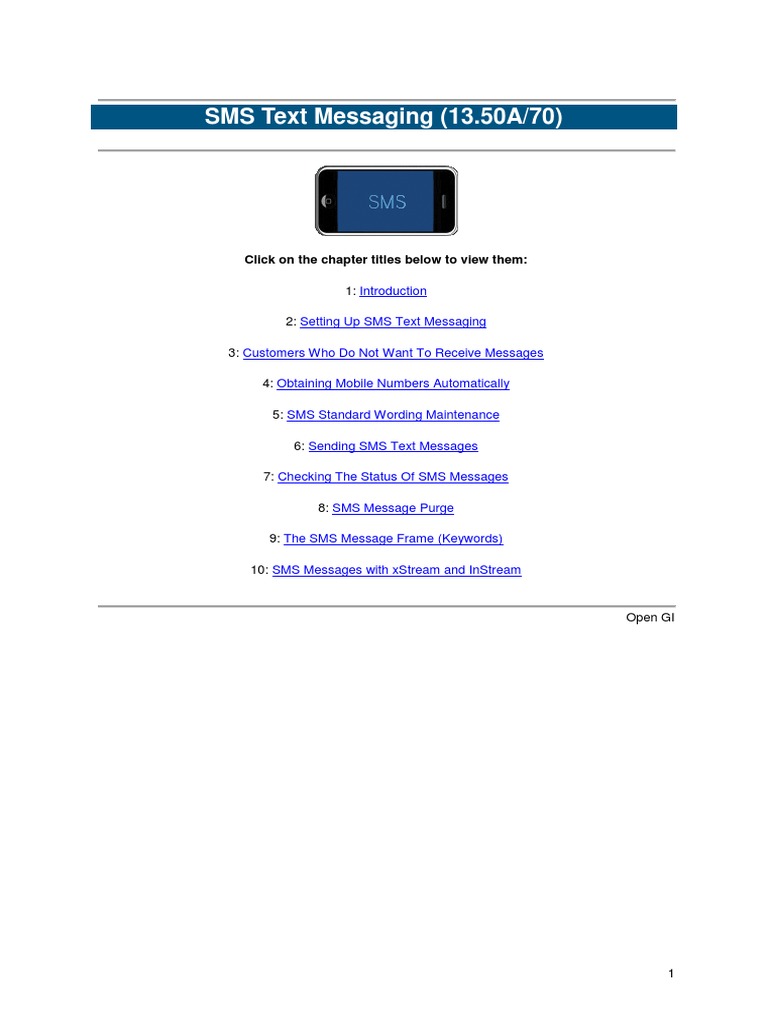 SMS Text Messaging (13.50A/70) : Click On The Chapter Titles Below To ...