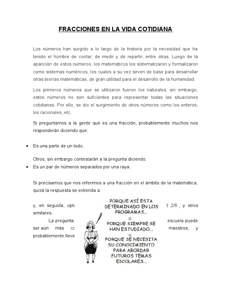 Las Fracciones En La Vida Cotidiana Descargar Gratis Pdf Fracción