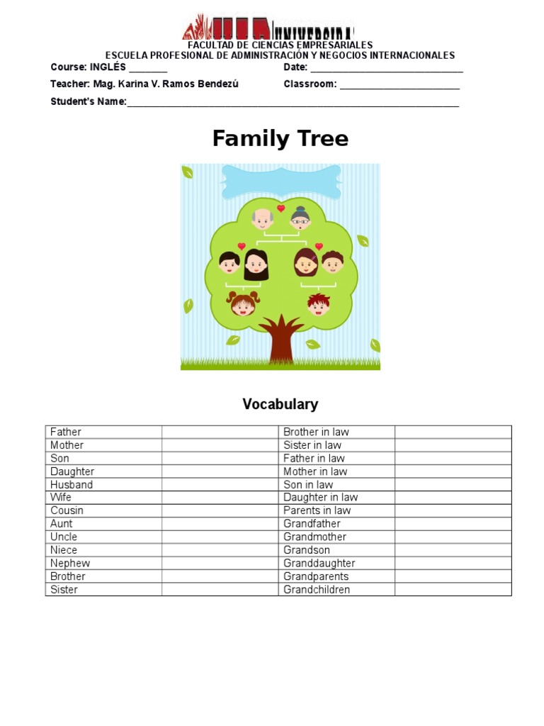 Family Tree Vocabulary | PDF