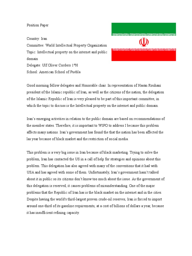 Position Paper | PDF | World Intellectual Property Organization ...