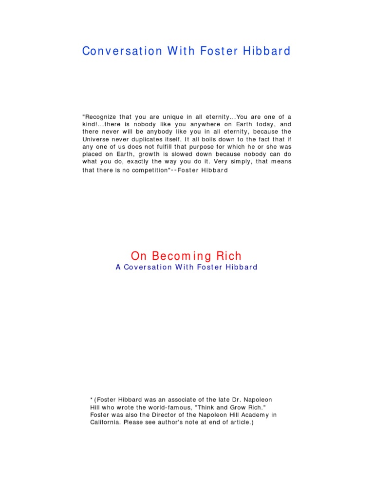 Conversation With Foster Hibbard | PDF | Napoleon Hill | Forgiveness