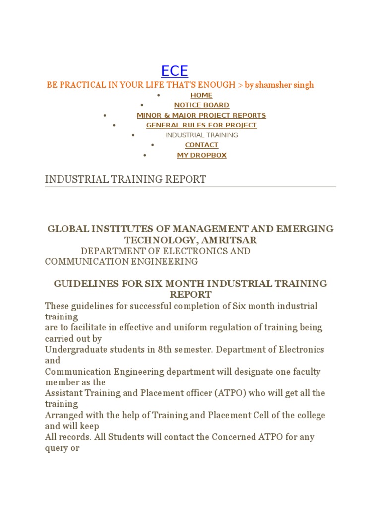 Industrial Training Report: Be Practical in Your Life That'S Enough by ...