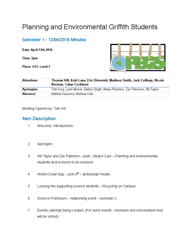 Pegs 13042016 Minutes | PDF | Science & Mathematics