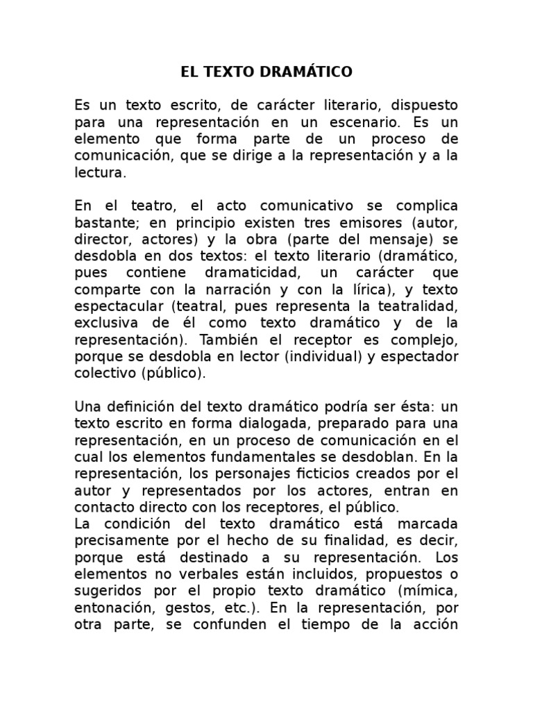 El Texto Dramático | Diálogo | Teatro