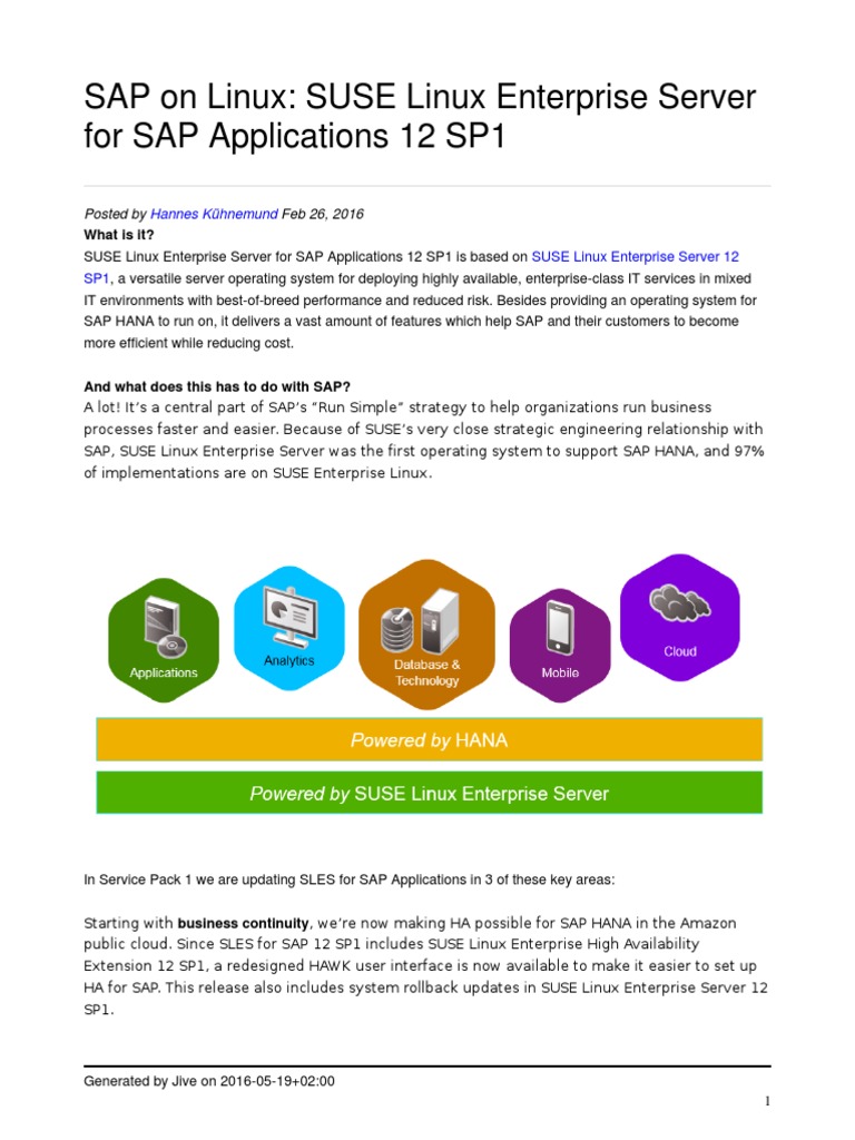 SUSE Linux Enterprise Server For Applications 12 SP1 | PDF | Cloud Computing | Linux